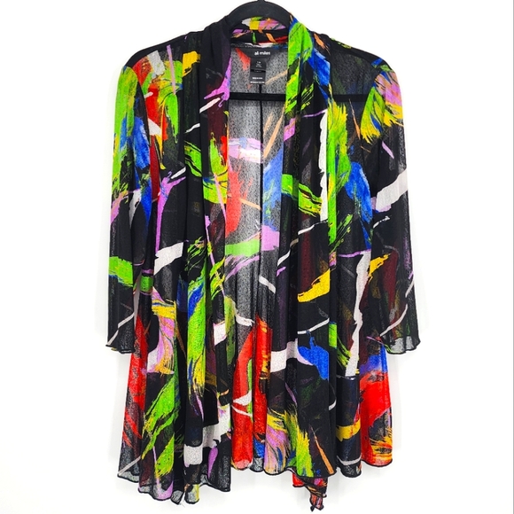 Ali Miles | Sweaters | Ali Miles Sheer Cardigan Layering Abstract Art ...